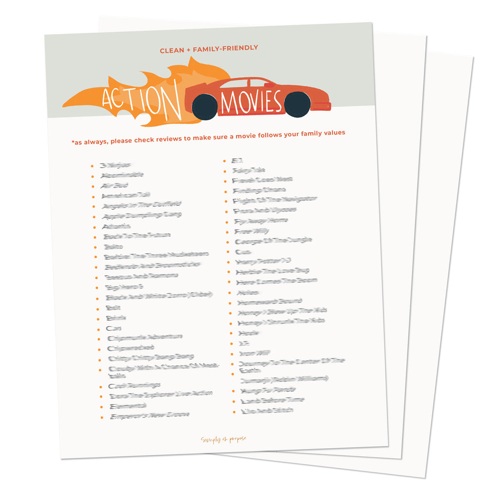 Family Friendly Action Movies – Simply On Purpose Print Shop